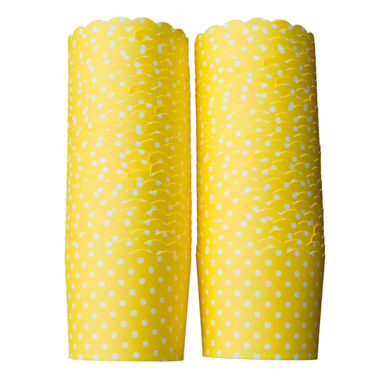 BAKE-IN-CUP 50-Pack Paper Baking Cups, Greaseproof Disposable Cupcake Muffin Liners (Large, Yellow Polka Dots)