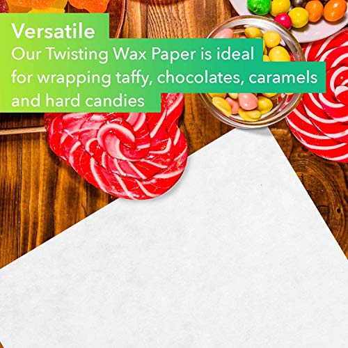 Twisting Wax Paper Sheets for Food (100)– Rectangle Caramel Wrappers Non Stick –Semi Translucent Confectioners Patty Paper