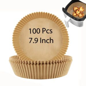 youoklight air fryer disposable paper liner, parchment paper for air fryer, air fryer liners disposable, 7.9 inch round air fryer paper liners, food grade baking microwave paper 100 pcs.