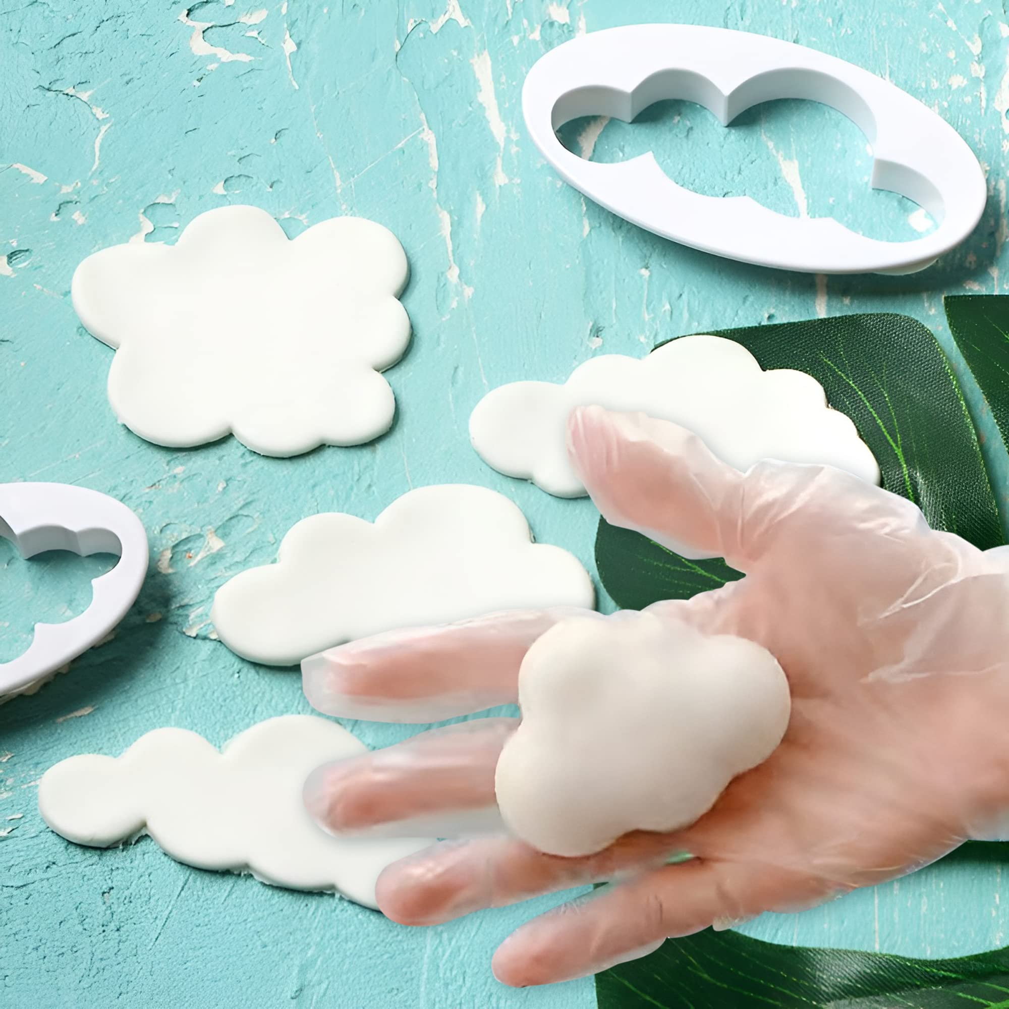 14 Pieces Cloud Shape Mold Set, 11 Pieces Cloud Cookie Cutters and 3 Pieces 3D Cloud Silicone Molds Fondant Cloud Cutter Cake Mold Fondant Cutter (Cloud)