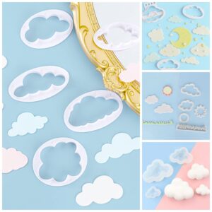 14 Pieces Cloud Shape Mold Set, 11 Pieces Cloud Cookie Cutters and 3 Pieces 3D Cloud Silicone Molds Fondant Cloud Cutter Cake Mold Fondant Cutter (Cloud)