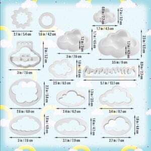 14 Pieces Cloud Shape Mold Set, 11 Pieces Cloud Cookie Cutters and 3 Pieces 3D Cloud Silicone Molds Fondant Cloud Cutter Cake Mold Fondant Cutter (Cloud)