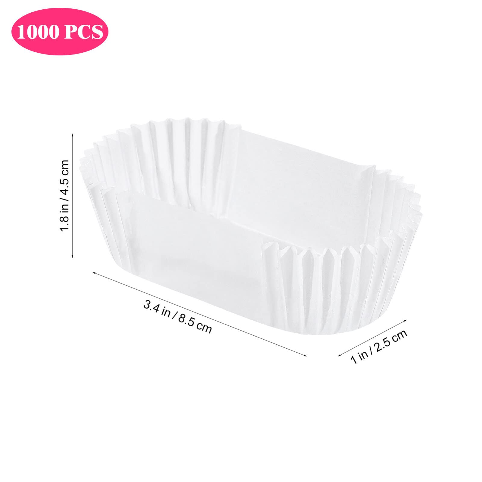 Cabilock Muffin Paper Cupcake Liners Cups:1000Pcs Oval Cake Paper Cups Grease Proof Cupcake Liners Boat Shape Paper Cups Bread Paper Trays for Cake Balls Muffins Cupcakes Bread Loaf Pans for Baking