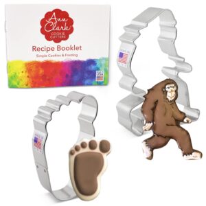 bigfoot sasquatch cookie cutters 2-pc. set made in usa by ann clark, bigfoot, foot