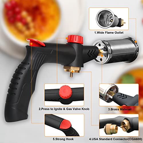 Cooking Torch Kitchen Torch Sous Vide Torch Propane Culinary Torch, Powerful Grill Torch Outdoor Charcoal Starter Blow Torch Lighter for Chef BBQ Searing Steak& Creme Brulee