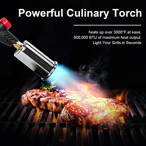 Cooking Torch Kitchen Torch Sous Vide Torch Propane Culinary Torch, Powerful Grill Torch Outdoor Charcoal Starter Blow Torch Lighter for Chef BBQ Searing Steak& Creme Brulee