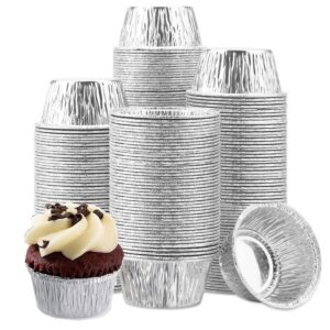 aluminum foil ramekins - 150 pack 4 oz disposable ramekin aluminum cupcake liners, foil baking cups muffin liners baking cups foil cups pans for tart, souffle, appetizer