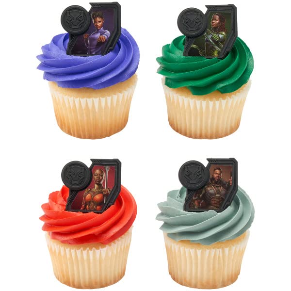 24 Black Panther Wakanda Forever Cupcake Rings