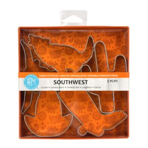 r&m international southwest cookie cutters, cactus, coyote, cowboy boot, hat, longhorn, 5-piece set