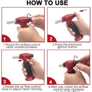 FunOwlet Butane Torch Lighter, Refillable Kitchen Blow Lighters, Culinary Cooking Torches with Safety Lock and Adjustable Flame for Desserts, Creme Brulee, BBQ, and Baking - Butane Gas Not Included