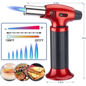 FunOwlet Butane Torch Lighter, Refillable Kitchen Blow Lighters, Culinary Cooking Torches with Safety Lock and Adjustable Flame for Desserts, Creme Brulee, BBQ, and Baking - Butane Gas Not Included