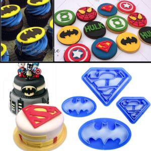 Anyana 4pcs set Super Hero Batman Superman cartoon Cookie impression Cutter pastry stamp biscuit mold Sugarcraft Cake Decoration