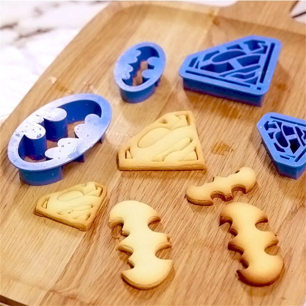 Anyana 4pcs set Super Hero Batman Superman cartoon Cookie impression Cutter pastry stamp biscuit mold Sugarcraft Cake Decoration