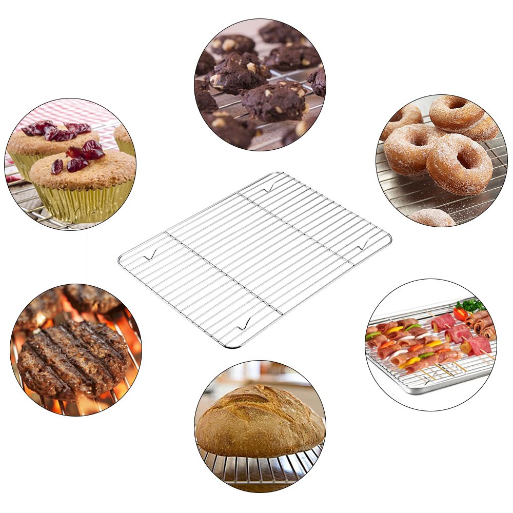 TeamFar Baking Rack, Cooling Roasting Rack Stainless Steel for Baking Sheet Oven Pan, Healthy & Rust Free, Oven & Dishwasher Safe - Set of 3 (15.2’’×11.1’’)