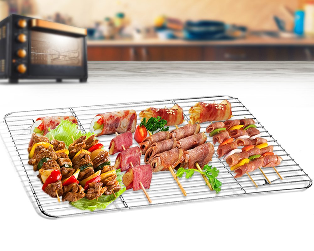 TeamFar Baking Rack, Cooling Roasting Rack Stainless Steel for Baking Sheet Oven Pan, Healthy & Rust Free, Oven & Dishwasher Safe - Set of 3 (15.2’’×11.1’’)