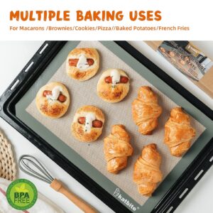 Silicone Baking Mats Set of 3-2 Half Sheets Mats (11 5/8" x 16 1/2") + 1 Quarter Baking Sheets & Silicone Pastry Mat 26" x 16"