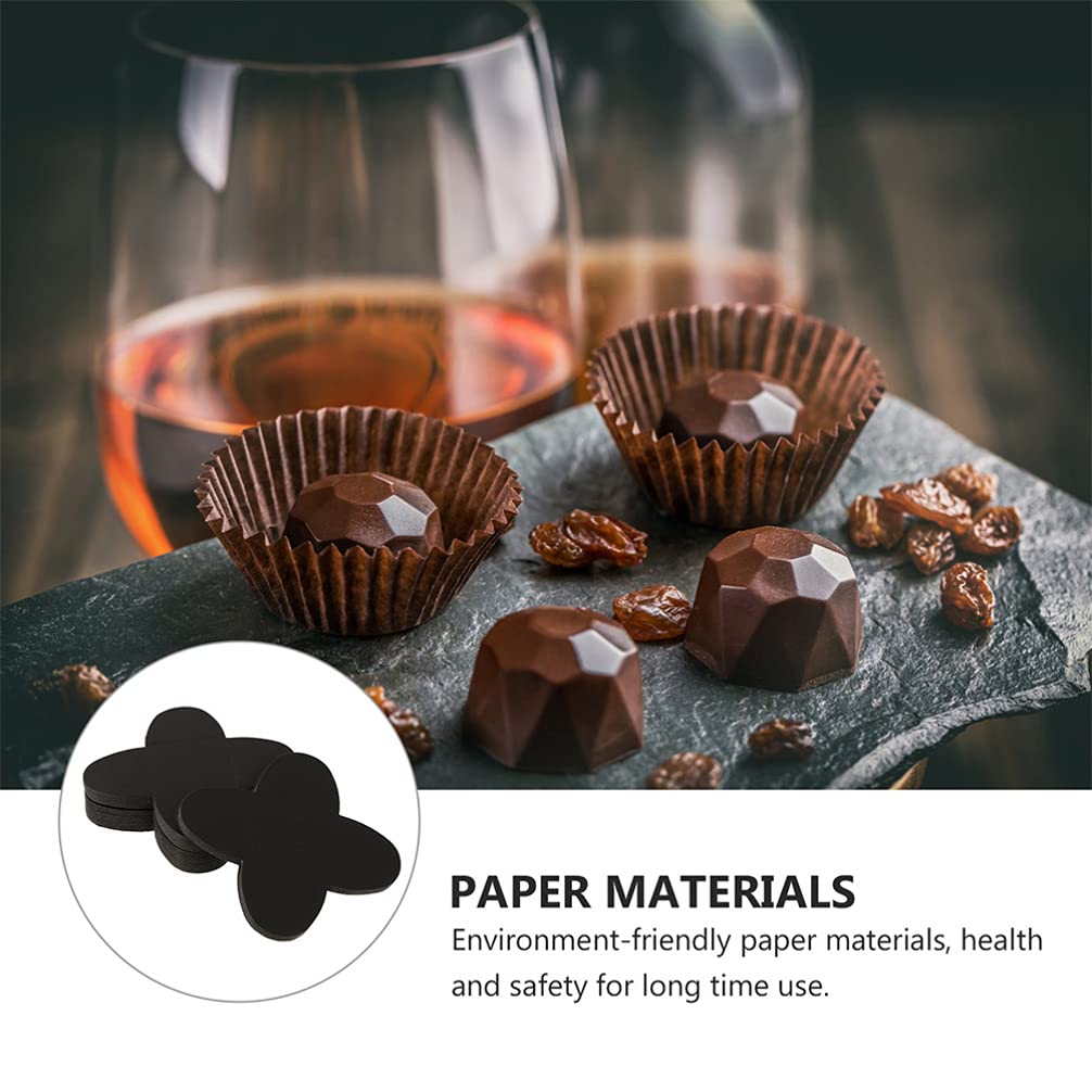 Hemoton 200pcs Paper Chocolate Truffles Candy Cups Cardboard Square Truffle Chocolate Cups Baking Cups Perfect for Muffins Cupcakes or Mini Snacks Valentine's Day (Black)