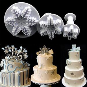 Snowflake Cookie Cutter,6PCS Snowflake Fondant Cutters Decorating Mold Embossing Tool Christmas Cookie Cutters Snowflake Plunger Cake Cutter