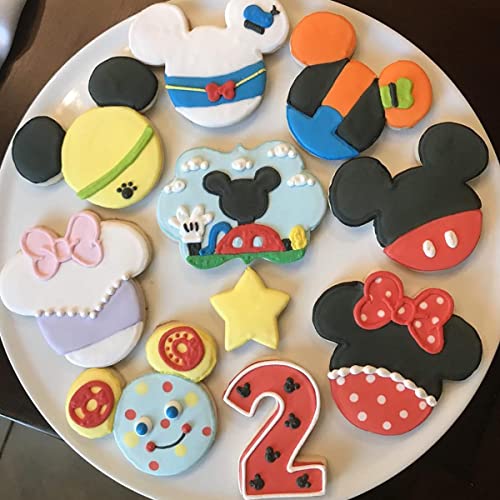 Cartoon Mouse Cookie Cutters, 8 Pack Baking Molds Stainless Steel Biscuit Sandwich Cake Cutter Set for 2nd Birthday Party Supplies Favors