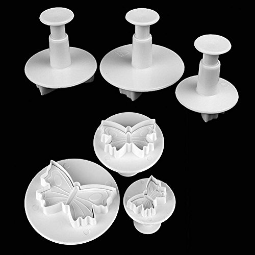 EORTA Fondant Plunger Cutter Set Butterfly Embossing Tools Cookie Stamps Fruit/Biscuits/Sugarcraft/Plasticine DIY Molds Decoration Tools for Cake/Cupcake Kids Baking Craft Supplies, 6 Pieces