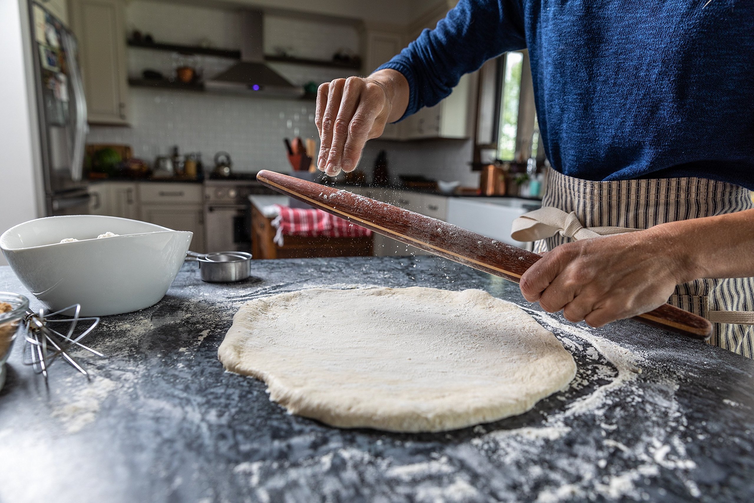 Earlywood French Rolling Pin - Tapered Wooden Rolling Pin for Baking Pizza, Pastry Dough or Pasta - Hard Wood French Roller Baking Pin Made in USA - Jatoba