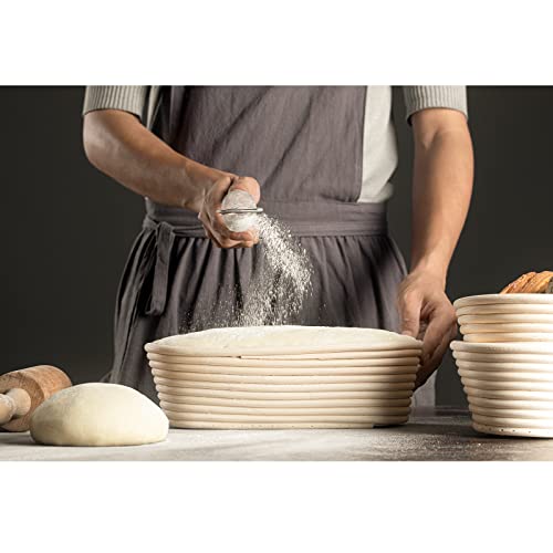 Bestbanne 2-Piece Sourdough Bread Proofing Basket Set, 11 Inch Oval & 9 Inch Round, Natural Rattan, Premium Quality