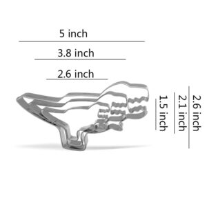 Tyrannosaurus T-Rex Dinosaur Cookie Cutter Set - 3 Piece - 5, 3.8, 2.6 inches - Stainless Steel