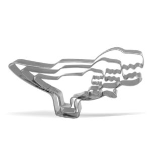 tyrannosaurus t-rex dinosaur cookie cutter set - 3 piece - 5, 3.8, 2.6 inches - stainless steel