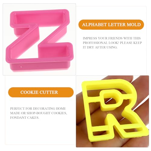 Cookie Cutter Letter Fondant Mini: Tofficu 26Pcs Plastic Alphabet Cookie Cutters - Cute Cracker Cutters Set - Cookie Cutters for Kids Baking Decorating Cake Fruit Baby Shower