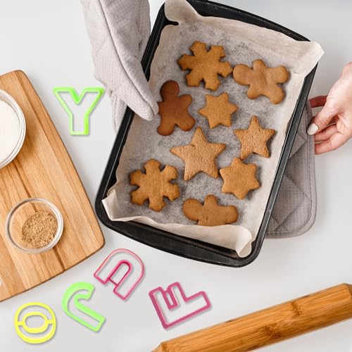 Cookie Cutter Letter Fondant Mini: Tofficu 26Pcs Plastic Alphabet Cookie Cutters - Cute Cracker Cutters Set - Cookie Cutters for Kids Baking Decorating Cake Fruit Baby Shower