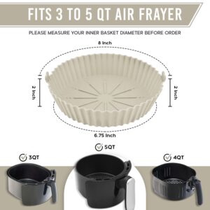 2-Piece Set of Silicone Air Fryer Liners for 5 to 8 QT Baskets - Non-Stick Oven Accessories | Reusable, Heat Resistant, and Food Safe Alternative to Parchment Paper | Large 7.9 inch - White