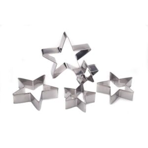 Dadam Star Cookie Cutters Set of 5 - Stainless Steel Star Cookie Cutter Set - Five-Pointed Star Biscuit Molds Fondant Cake Cookie Cutter Set Pastry Mold