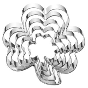 Clover Cookie Cutter Set - 5 Piece St. Patrick's Day Irish Shamrock Cookie Cutters Stainless Steel