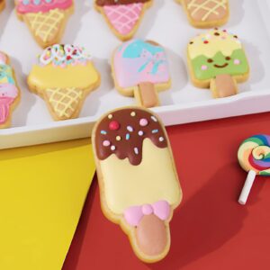 Ice Cream Cookie Cutters, 10Pcs Cartoon Cookie Cutter Set Ice Cream Cone Cookie Cutters Stainless Steel Fondant Cutter Summer Cookie Cutter Biscuit Molds