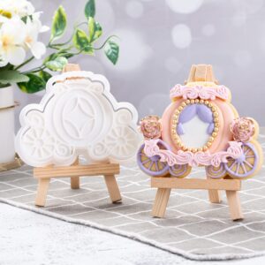 Flycalf Princess Cookie Cutters Biscuit Cutter Baking with 3D Stamper Biscuit Carriage Shape PLA Accessories Cutter Molds Gifts Decorative Party 3.5" Kitchen Cake Supplies