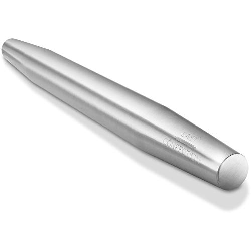 Last Confection 16" Stainless Steel French Rolling Pin - Tapered Design for Pasta, Baking Cookies, Pastries and Pizza Dough