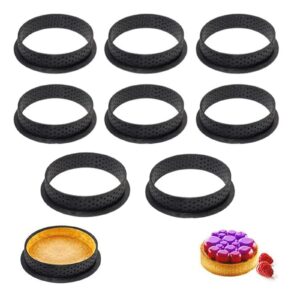 tart ring molds, hsxxf 8pcs round shape cake molds mousse circle mini tart rings for baking muffin mousse cake circle cutter (8)