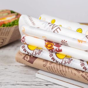 La Llareta Greaseproof Paper, 100 Sheets Baking Wrapping Paper, Food Basket Liners Paper, Deli Paper for Cakes, Breads, French Fries, Sandwiches, Pizza, Burgers, Hot Dogs(14 * 10 inch)