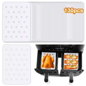 baborui 130pcs air fryer baking parchment, disposable air fryer baking papers compatible with ninja foodi dual air fryer dz201, non-stick parchment baking paper air fryer accessories with holes