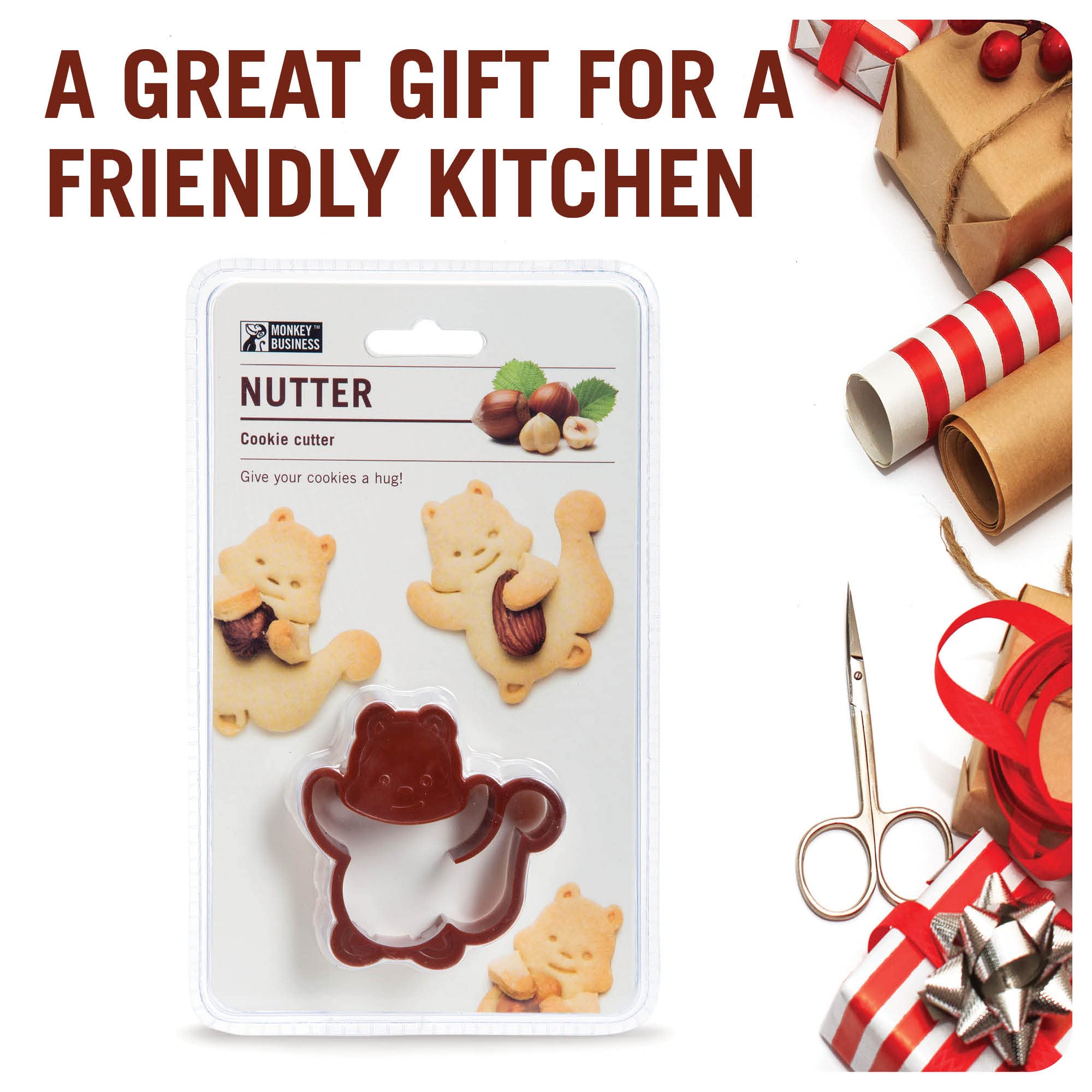 Nutter: Fun Cookie Cutter | Squirrel-Shaped Pastry Cutter for Adorable Cookies | Cute Kitchen Accessories | Cookie Cutters for Cookies that Hold Nuts in 1 Paw | Cool Kitchen Gadgets by Monkey Business