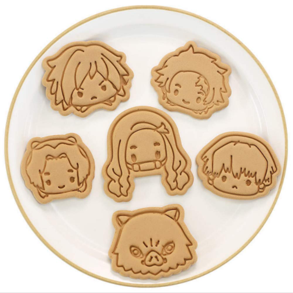 3D Anime Cookie Cutter Mold, 6 PCS Cookie Stamp and Cutter Kitchen Tool Party Cookie Mold