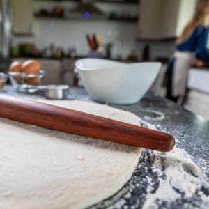 Earlywood French Rolling Pin - Tapered Wooden Rolling Pin for Baking Pizza, Pastry Dough or Pasta - Hard Wood Roller Baking Pin Made in USA, By Earlywood -Jatoba, Maple, Mexican Ebony,Multicolor