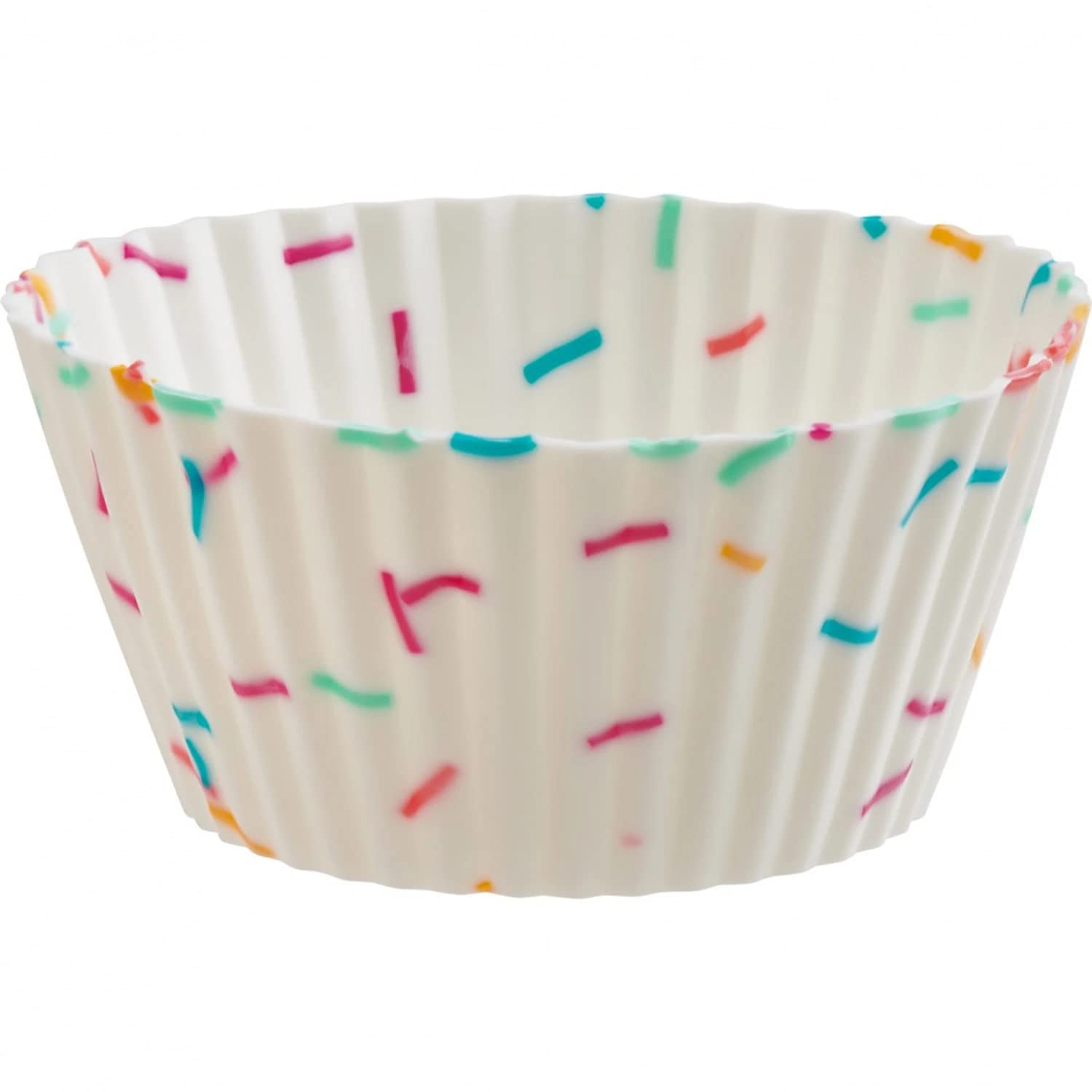 Trudeau Structure White Confetti Silicone Standard Muffin Baking Cup - Set of 12