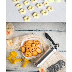 Stainless Steel Cookie Press Machine,Featuring 20 Decorative Stencil Discs and 4 Icing Tips,Deluxe spritz Cookie Press Gun,Cookie Maker,for DIY Biscuit Maker,Baking Decoration Supplies