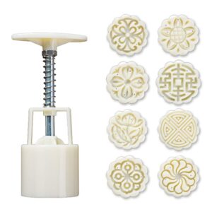 xdodnev 8pcs hand press cookie stamp moon cake decor mould barrel mooncake mold 25g diy