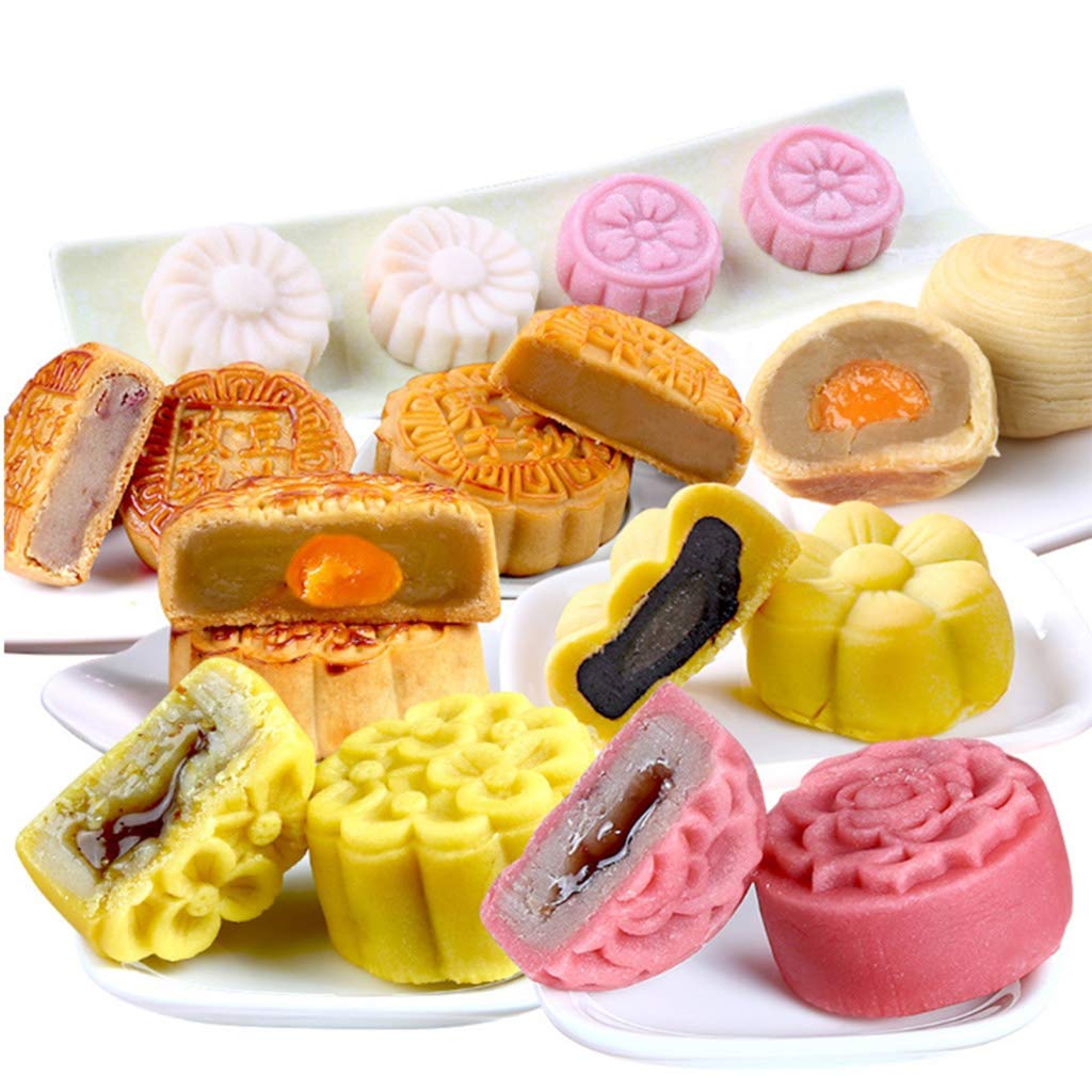 Xdodnev 8pcs Hand Press Cookie Stamp Moon Cake Decor Mould Barrel Mooncake Mold 25g DIY