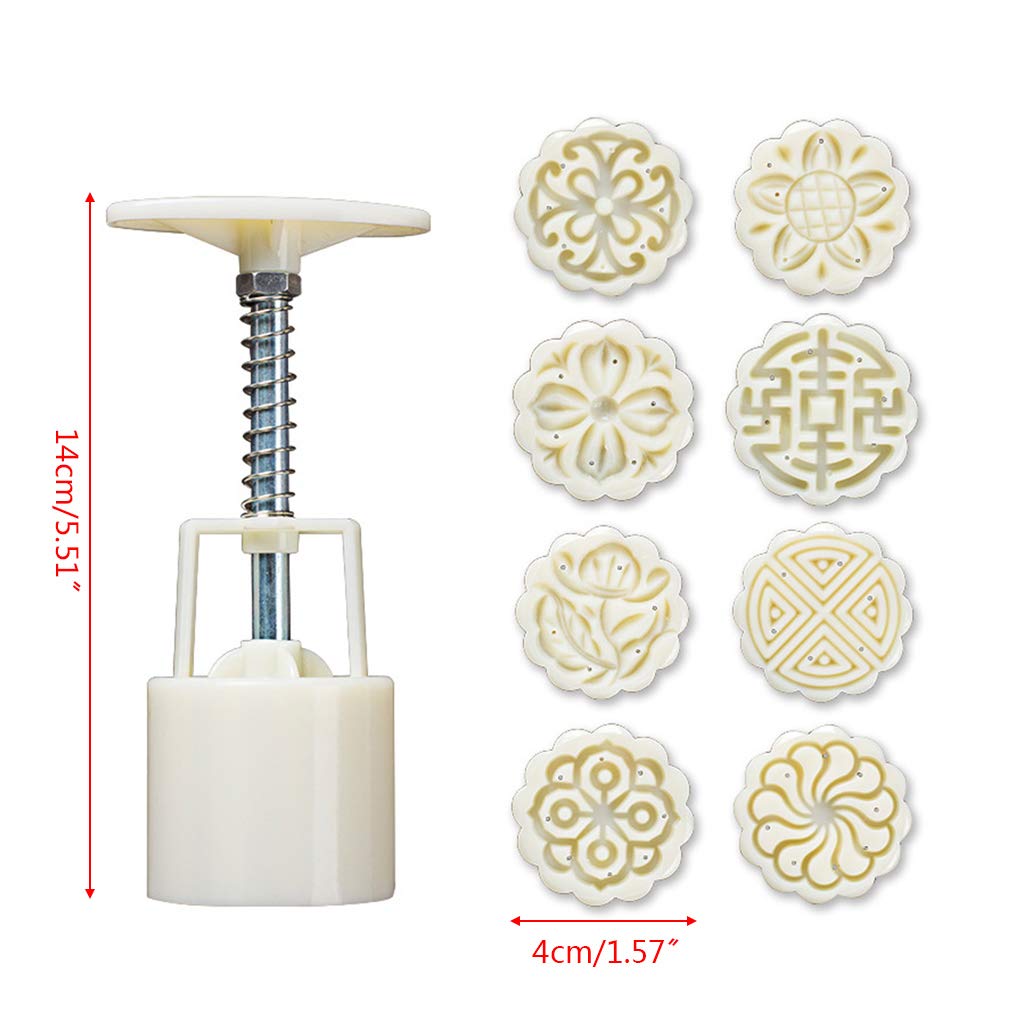 Xdodnev 8pcs Hand Press Cookie Stamp Moon Cake Decor Mould Barrel Mooncake Mold 25g DIY