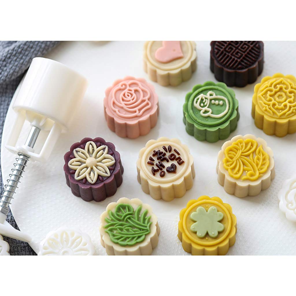 Xdodnev 8pcs Hand Press Cookie Stamp Moon Cake Decor Mould Barrel Mooncake Mold 25g DIY