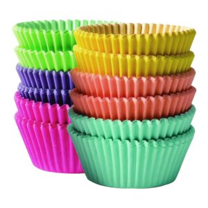 bahoki essentials paper baking cups - cupcake, muffin liners, assorted cake wrappers - great for birthday parties and family gatherings - rainbow - 300 piece