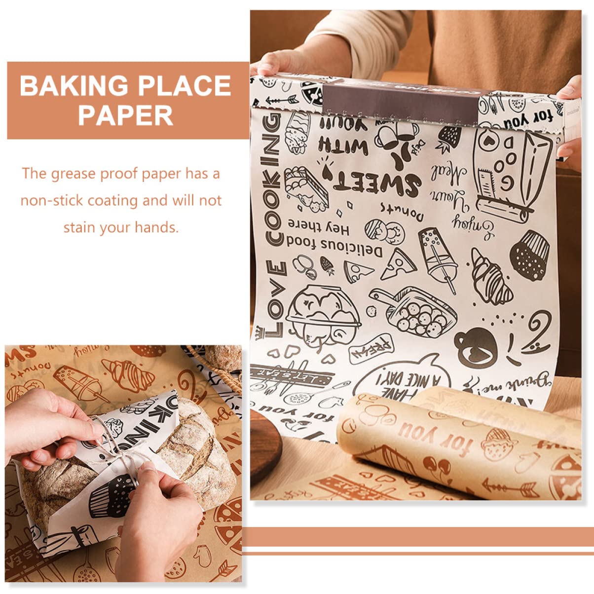 Hemoton 4 Rolls Baking Paper Rolls Baking Dishes for Oven Baking Supplies Delicatessen Paper Candy Air Fryers Barbecue Food Paper White Coated Paper Wrapping Paper Oil Absorption